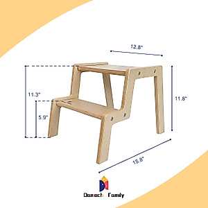 Damoch Family™ Wooden Toddler Step Stool for Kids,Two Step Children Potty Stool,Bathroom&Kitchen Non-Slip Dual Height (Grey+Natural)