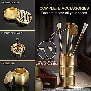 ZODIFEVI 11 Pcs/Set Brass Incense Making Kit Incense Mold Tool, DIY Backflow Tower Incense Cone Molds,Spoon, Press, Shovel, Brush, Bottle Ideal for Yoga Meditation Home Fragrance