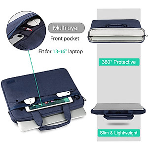 KCY Laptop Bag Case 13 13.3 14 Inch with Shoulder Starp, Waterproof Slim Computer Sleeve Compatible with MacBook Air 13 M1/M2, MacBook Pro 13/14, 13.5” Surface Laptop 5/4, Chromebook 14, Blue