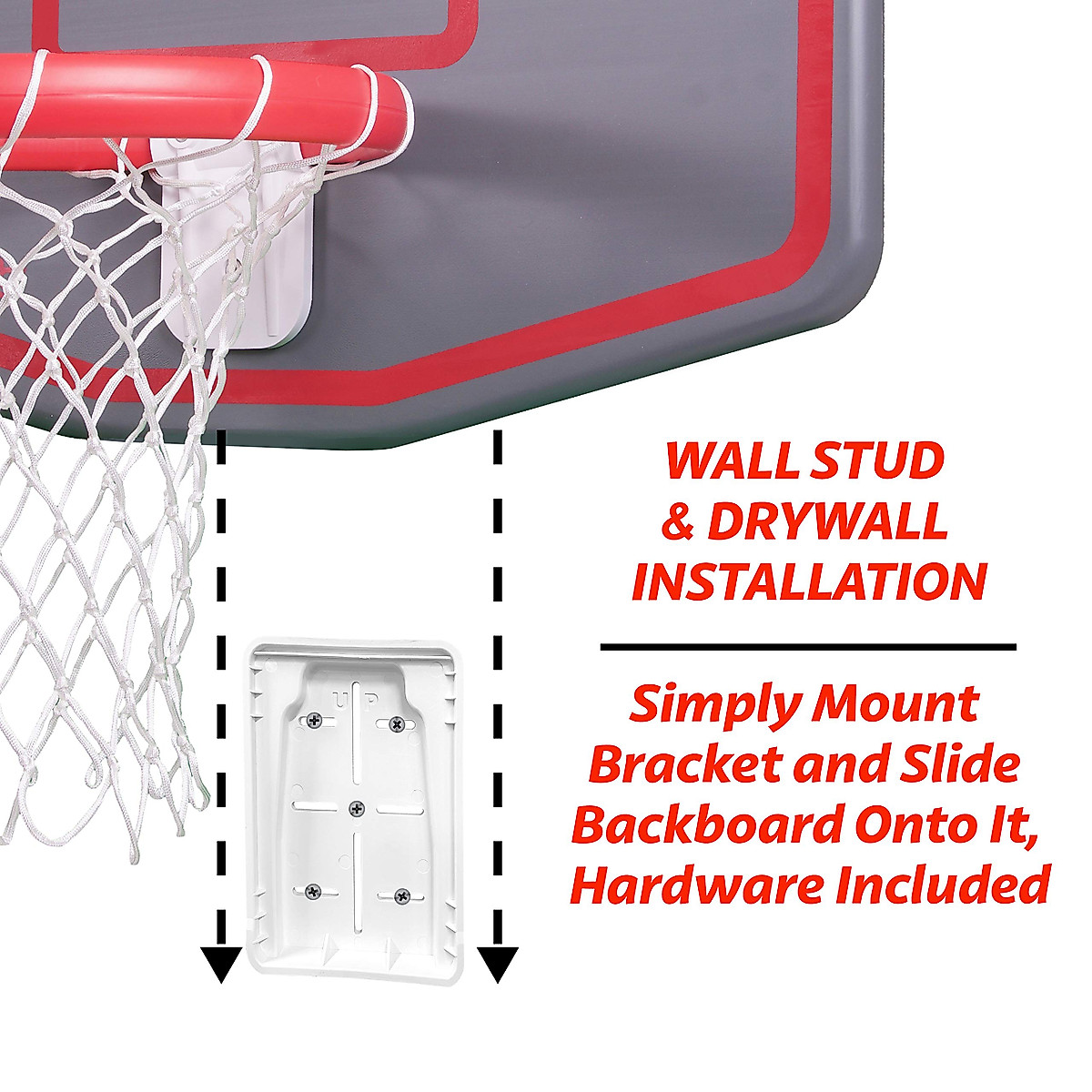 GoSports Wall Mounted Basketball Hoop - Indoor & Outdoor Hoop with Mounting Hardware, Includes 2 Basketballs and Ball Pump