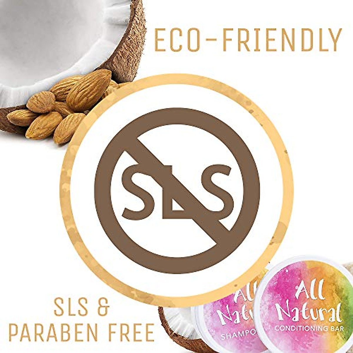 Sweet & Sassy 3 Shampoo Bars. Made in the USA. All Natural, Organic, SLS Free, Plastic Free, Safe for Color Treated Hair (Coconut Almond)