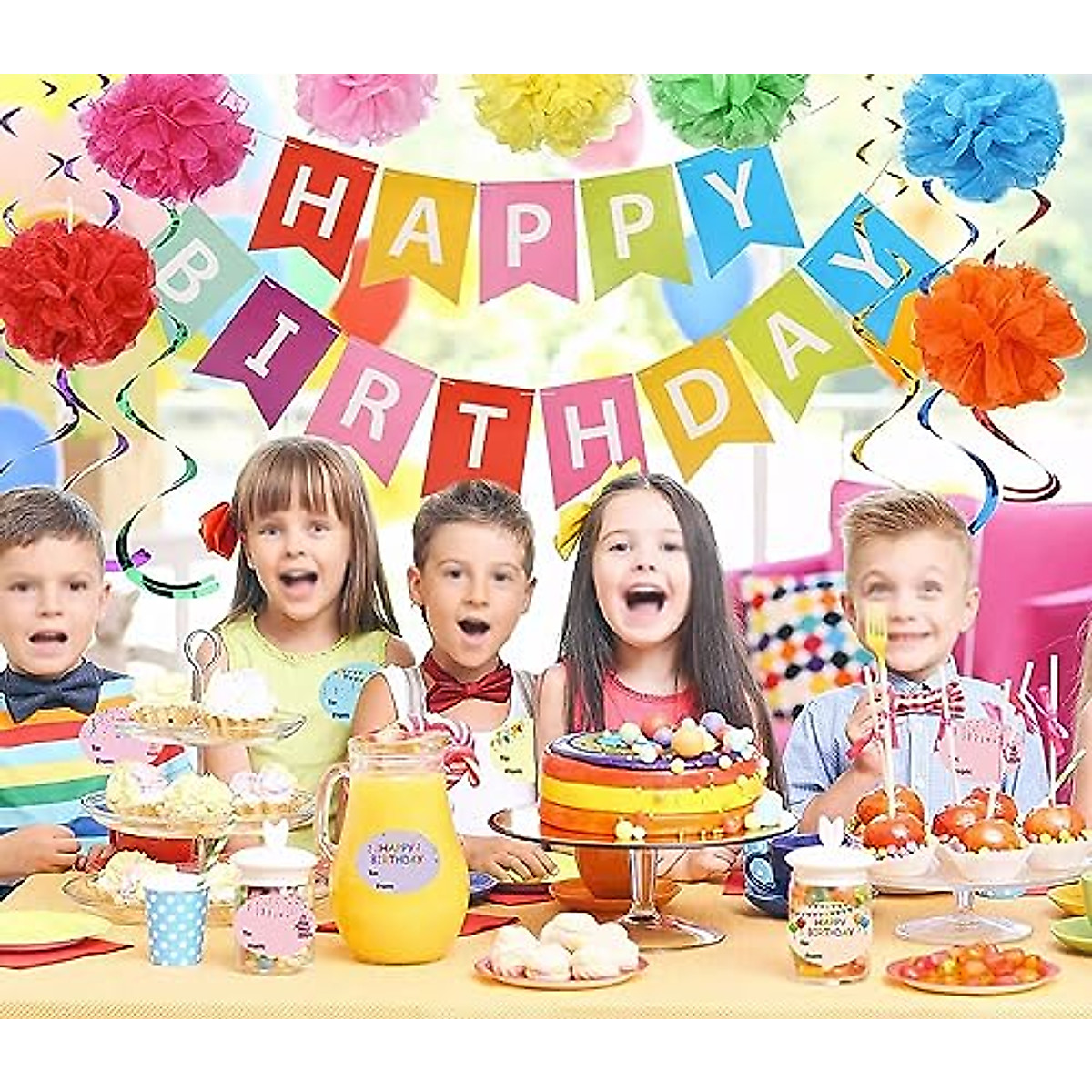 Happy Birthday Gift Tags Present Stickers 1.5 x 2 Inch Oval Christmas to from Labels - Xmas Festival Birthday Stickers for Kids Party Favors Envelope Packages Seals 6 Designs 300 Pcs