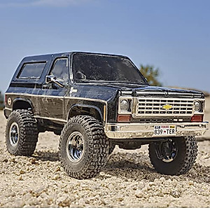 EAZYRC X FMS FCX24 1/24 Chevy K5 Blazer 1976s RC Rock Crawler 4x4 RTR Black, with Lisense RC Truck, 4WD 5Km+ 2-Speed Transmission with 2.4 Ghz Radio, Battery, and Charger