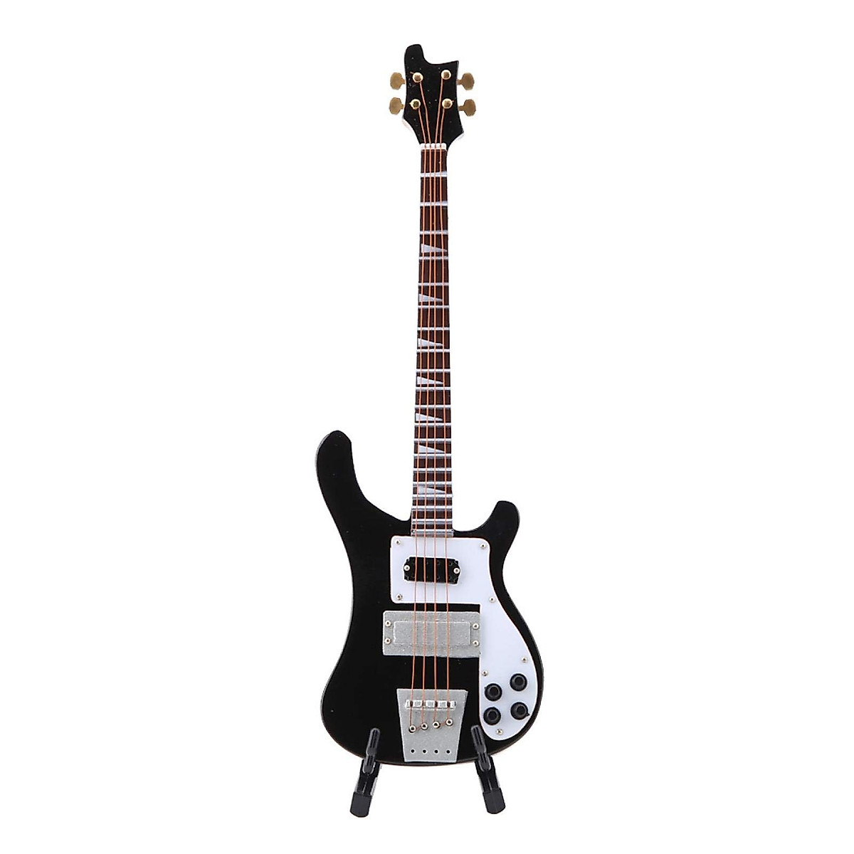 Tyenaza Miniature Bass, Black Miniature Bass Miniature Guitar Guitar Replica with Stand and Case Instrument Model Ornaments Gift