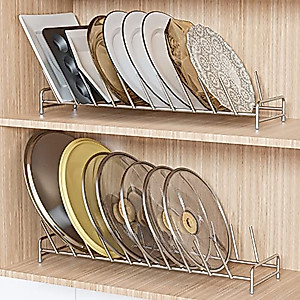FAWEGO Stainless Steel 304 Pot Lids Holder Kitchen Organizer Plate organizer for Cabinet 9 Slot plate rack