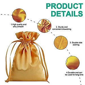 BeiLeiNiceHK 30pcs Satin Gift Bags Golden Drawstring Bag, Gift Pouches For Christmas, Wedding Favor Bags, Baby Shower Bag, Small Jewellery Pouch 5X7 Inch