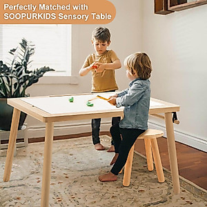 SOOPURKIDS Wooden Step Stool for Kids, 10 Inch Solid Kids Chairs fit with Sensory Table，Sturdy Sitting Stool with Assembled Four-Legged, for Children, Toddler,1 Pack