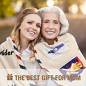 Nueasrs Blanket for Mom, Birthday Gifts for Mom from Daughter or Son, Warm Birthday Gifts for Mom, Thanksgiving Christmas Best Mom Hug Gifts for Moms, Mother Letter Throw Blanket 60" x 50"