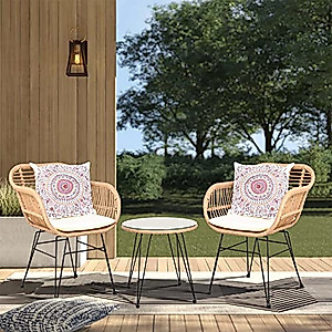PAOLFOX 3 Piece Patio Set,Outdoor Bistro Set,Balcony Furniture,Wicker Patio Chairs,Patio Furniture,Backyard Furniture,Front Porch Furniture,Outdoor Chairs Set of 2