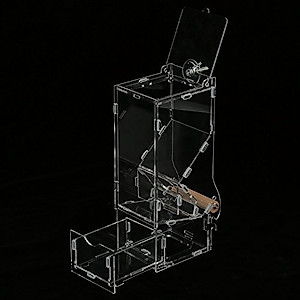 Bird Automatic Food Feeder, 1Pc Acrylic Transparent Parrot Integrated Automatic Feeder Automatic Bird Seed Feeder for Small to Medium Birds(M Single Type)