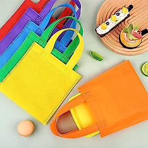 Aneco 30 Pieces 8 by 8 Inches Non-Woven Bags Birthday Party Bags Easter Egg Hunt Bags Rainbow Colors Gift Bag with Handles for Party Favor, 6 Colors