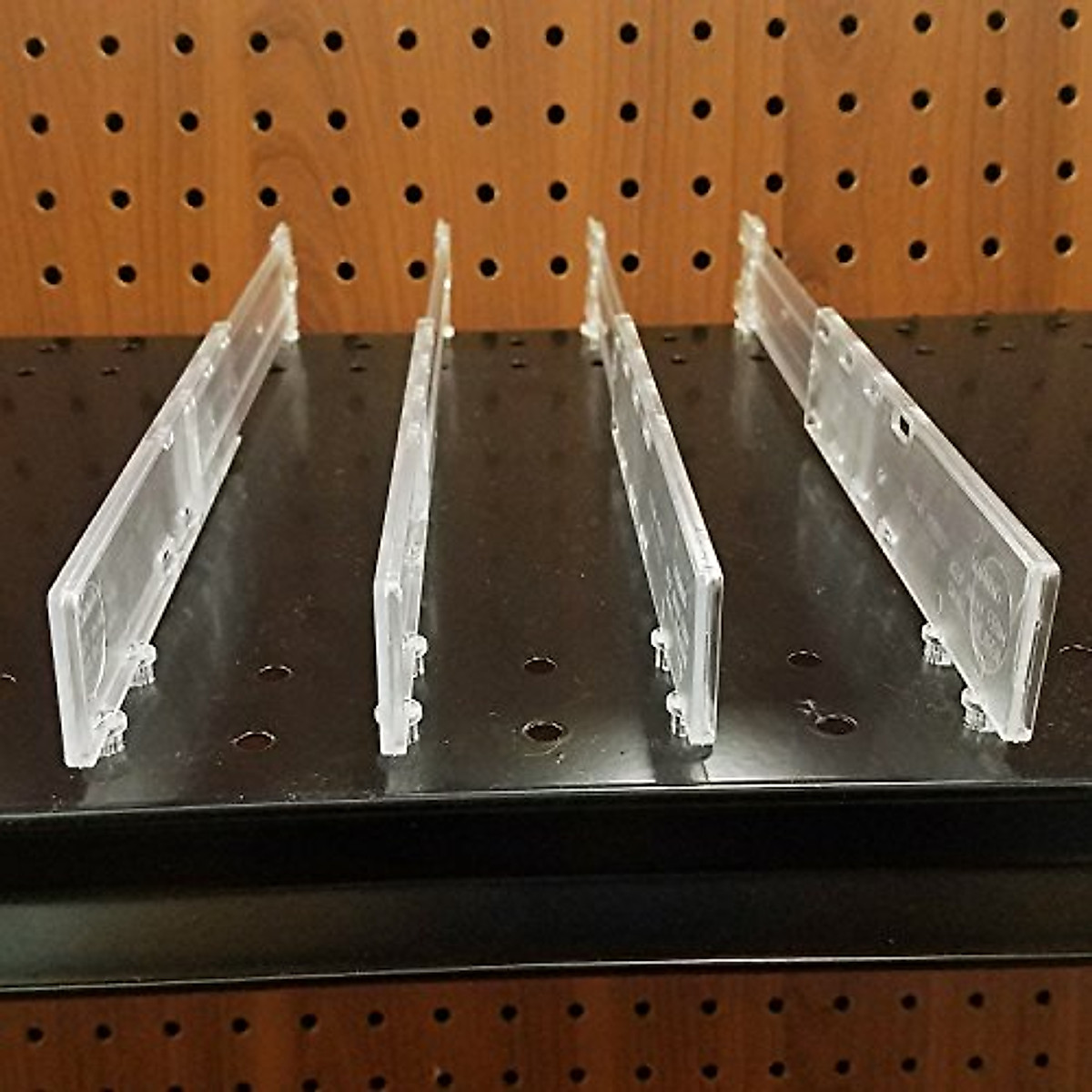 Adjustable Gondola Shelf Dividers - Retracting Item Organizer for Shelves 14" to 22" D - 50 Pack