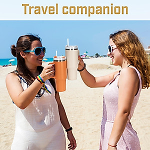 SEDBRÖS 40 Oz Tumbler With Handle And Straw Insulated Stainless Steel Travel Mug With Lid For Hot And Cold Drinks Quencher With Lid And Straw Leak Proof Spill Proof Cream