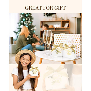 EQOREIIN Small Gift Bags, 70 Pack 4.5x1.8x3.9 Inches Mini Thank You Bags White Kraft Paper Gift Bag with Bow Ribbon, Small Candy Bags Gift Bag Bulk for Birthday Wedding Baby Shower (White)