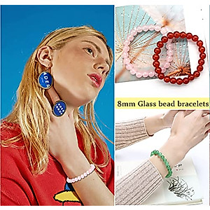 Jewdreamer 18Pcs 8mm Beaded Stretch Bracelet Handmade Glass Bracelet for Women Mens Multicolor Crystal Round Beads Bracelet Elastic Bead Bracelets Jewelry