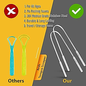 Arsh Tongue Scraper for Adults Stainless Steel Tongue Cleaner for Oral Care & Hygiene Tongue Cleaner for Men and Women Tongue Scrubber (Silver Pack of 3)