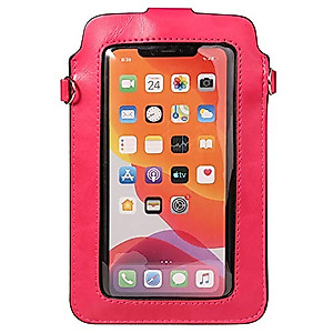 BXQ Touch Screen Crossbody Wallet Purse Compatible for iPhone 14 Pro Max/Pixel 7 Pro/Motorola Edge 30 Pro/G Power (Pink)