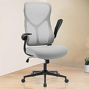 SMUG Ergonomic Office High Back Computer, Mesh Home Desk Lumbar Support, Tilt and Lock, Comfy Rolling Executive Swivel Task Chair with 3D Adjustable Headrest and Armrests, Grey