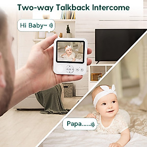 BABELIO Video Baby Monitor with Camera and Audio, 2-Way Talk, Long Range up to 1000ft, No WiFi Needed, Night Vision, Temperature Sensor, Wall Mountable & Portable for Travel - Baby Camera Monitor
