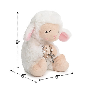 Blessed Plush Lamb 8.5 inches with Rosary Set for First Communion, Christening, Baby Rosary Baptism Gifts for Girl, Baptism Gifts for Boys Rosary for Kids
