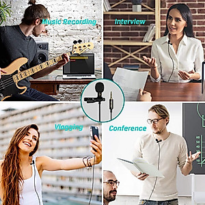 PoP voice Professional Lavalier Microphone with 8 Feet Extension Cable for iPhone PC Mac YouTube Interview Video