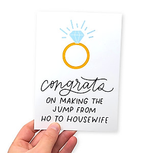 Sleazy Greetings Funny Wedding Card For Bachelorette Party Bridal Shower - Congrats On Making The Jump From Ho To Housewife - Funny Congratulations Card For Bride To Be