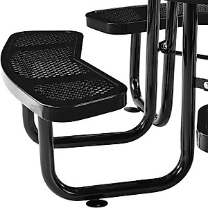 Global Industrial 46" Round Perforated Metal Outdoor Picnic Table, 84" W x 84" D Overall, Black