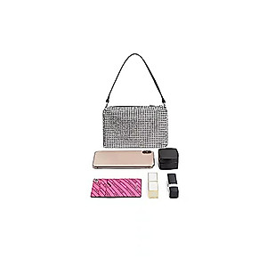 NOGUTU Silver Rhinestone Purse Rhinestone Crossbody Purse for Women Clutch Purse Evening Chain for Party Wedding
