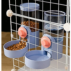 Kenond 40oz Hanging Automatic Pet Food Water Dispenser, Auto Gravity Pet Feeder and Waterer Set, Cage Cat Food Bowl Dog Feeding Station for Puppy and Kitten Rabbit Chinchilla Hedgehog Ferret …