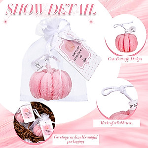 Treela 24 Sets Pumpkin Candles Fall Baby Shower Party Favors for Guests Little Pumpkin Shape Tealight Candle for Thanksgiving Autumn Baby Shower Wedding Birthday Thank You Return Gifts(Pink)