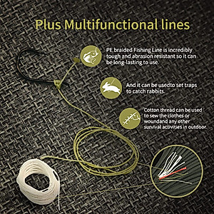 Survival Paracord Rope PSKOOK 100 Feet Fire Starter Parachute Cord 7-Strand Nylon with Red Tinder Cord PE Fishing Line Cotton Thread for Outdoor Lanyards, Bracelets, Handle Wraps (Orange)