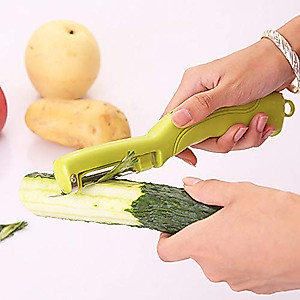 1PCS Electric Peeler Stainless Steel Fruit Potato Peeler Electric Peeling Graters for Kitchen (Green, One Size)