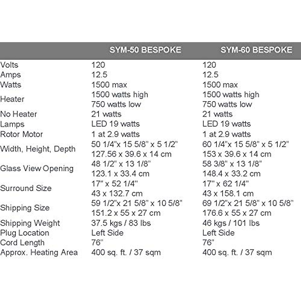 Amantii SYM-50-BESPOKE Symmetry Series Bespoke 50-Inch Built-in Electric Fireplace with Remote, Birch Log Media, Black Steel Surround