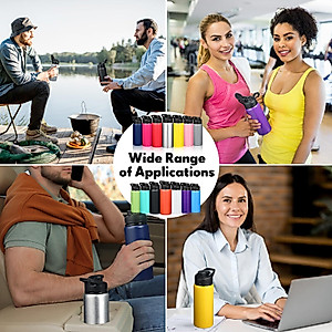 Gejoy 14 Pcs Aluminum Water Bottle Bulk Reusable Sport Bottle with Snap Cap Lightweight Multipack Leak Proof Easy Carry Travel Bottle for Gym Hiking Camping Running Cycling Outdoor, 14 Colors (20 oz)