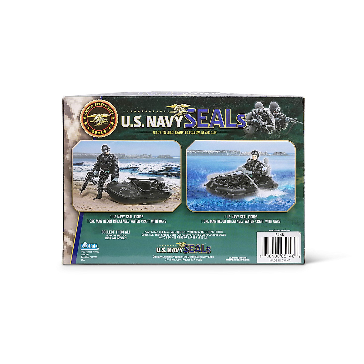 United States Navy Seal Figure Playset with Accessories and Combat Rubber Raiding Craft