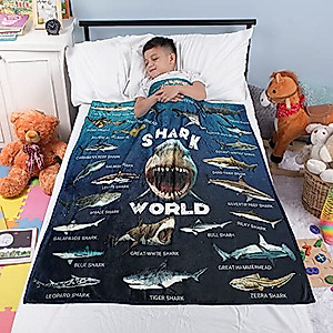 Shark Blanket for Boys Kids Girls Baby Adult Shark Gifts for Shark Lovers Soft Flannel Throw Blanket for Sofa Bed Couch, 60x50 Inch