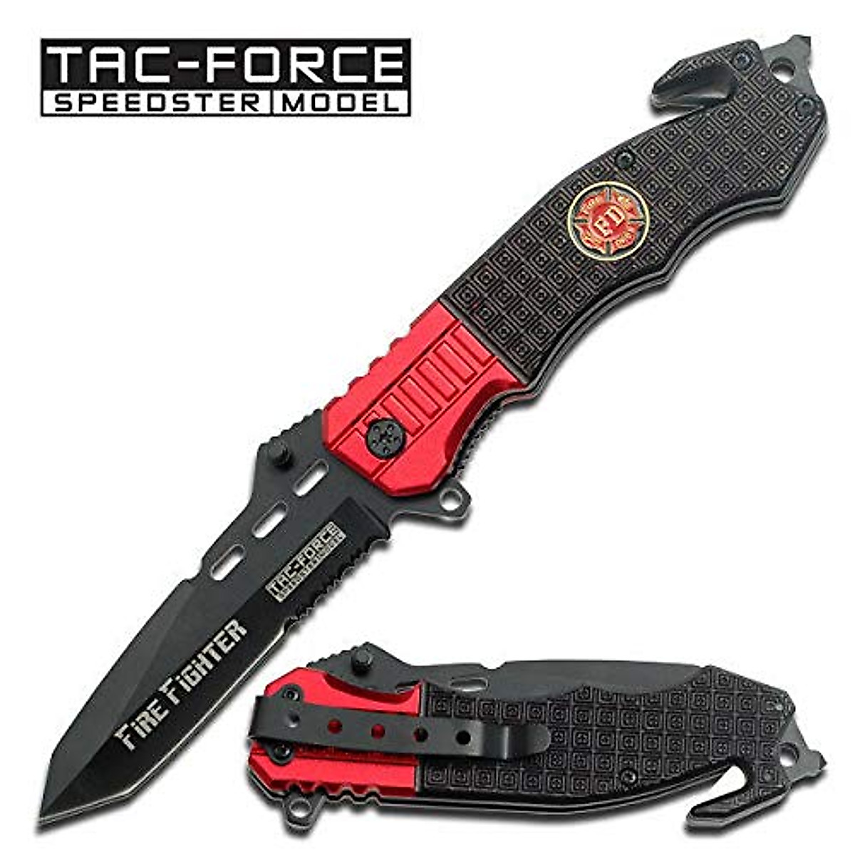 Spring Assisted Fire Department Pocket Knife for Men with Glass Breaker. with Ultra Sharp Blade Premium Tactical Folding Knife Survival Hunting Camping Knives