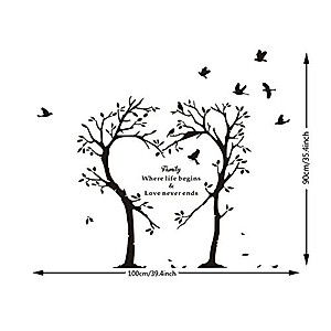 BooDecal Nature Series Heart Tree Quote Wall Decal Mural Sticker Decor for Nursery Bedroom Living Room 39 inches x 35 inches