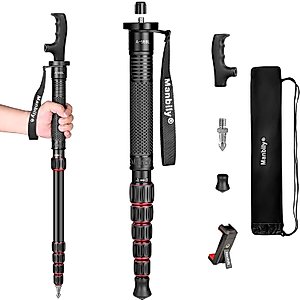 Manbily Camera Monopod Aluminum Portable Compact Lightweight Travel Monopod with Carrying Bag Walking Stick Handle,for DSLR Canon Nikon Sony Video Camcorder,6 Sections up to 61-in (A-555L)