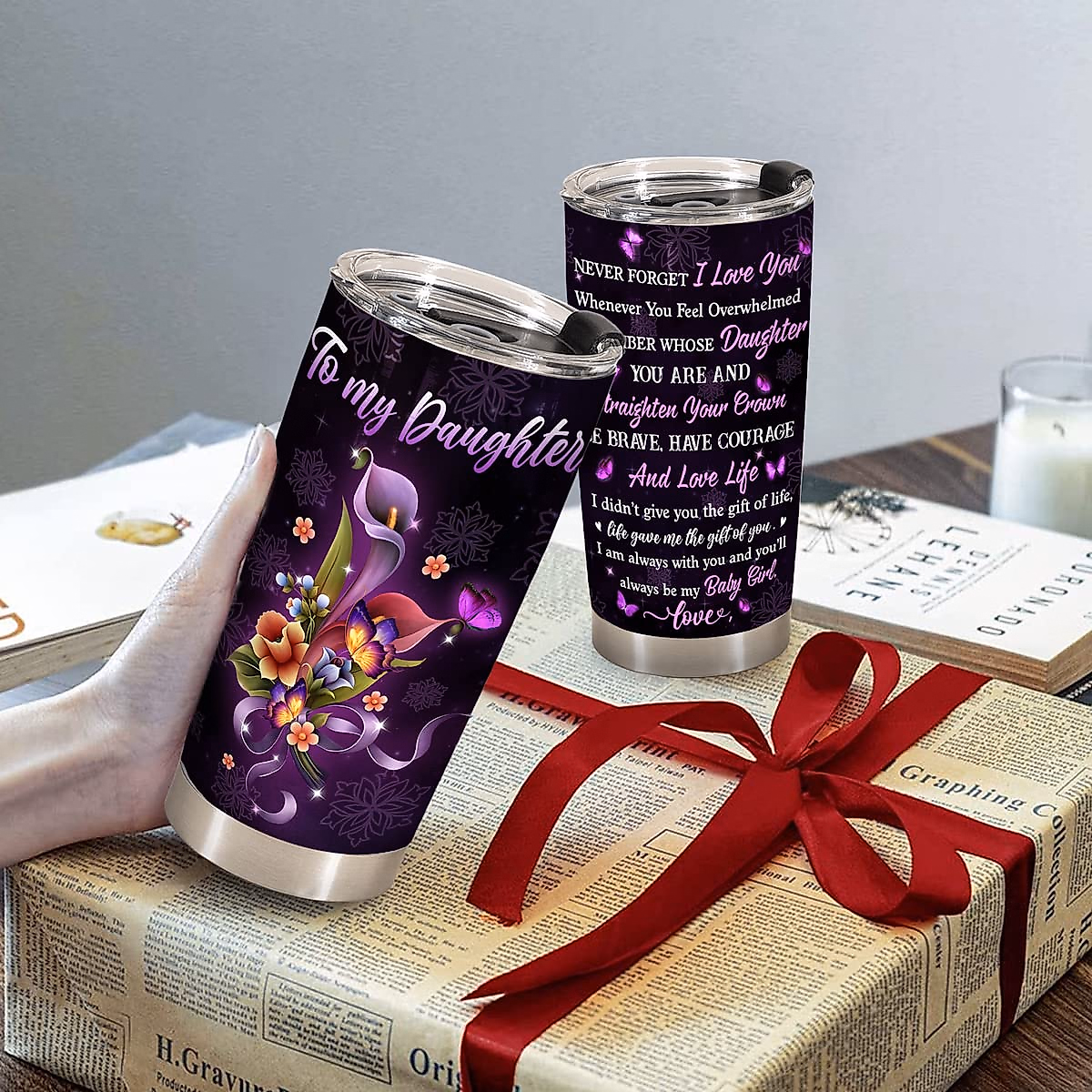 Fastpeace Daughter Gifts From Mom - Merry Christmas, Xmas Gifts For Daughter - Birthday, Graduation Gifts For Daughter, Present Ideas For Daughter From Mom Dad, To My Daughter Tumbler 20oz