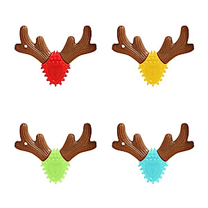 CATSELURRY Chew Playset Dog Chew Toy for Aggressive Chewer Antlers Shape Dogs Dental Chewing Toy Puppy Teething Bone Toy Toothbrush Pet Supply