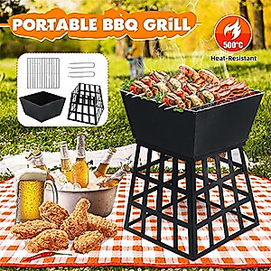 Iron Large Fire Pits Cast Iron Firepit Modern Stylish BBQ Burn Pit Outdoor for Garden Patio Terrace Camping Stand Stove