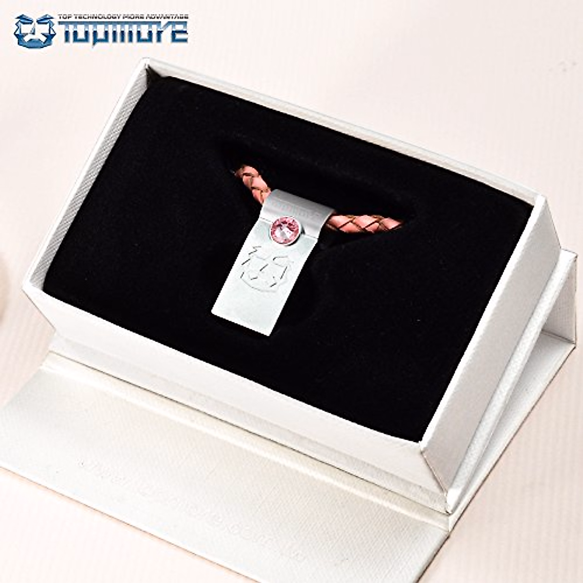 TOPMORE ZJ-S Series USB3.0 Encryption Security Flash Drive Decorated with Leather Braided Bracelet Flash Disk Fashion High Speed Memory Stick (64GB, Pink)