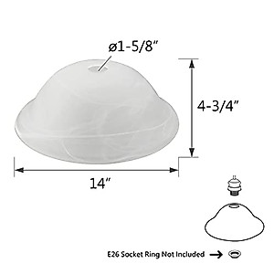Aspen Creative 23510-11,Alabaster Replacement Glass Shade for Medium Base Socket Torchiere Lamp, Swag Lamp and Pendant, 14" Diameter x 4-3/4" High.