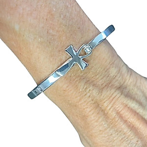 Religious Elegant Cross/Crucifix Bangle Bracelet – Bracelets with Silver Cross for Religious Groups, Faith Based, Gift-Giving/Confirmation Gift and Church Fundraising Item - 1 Bracelet