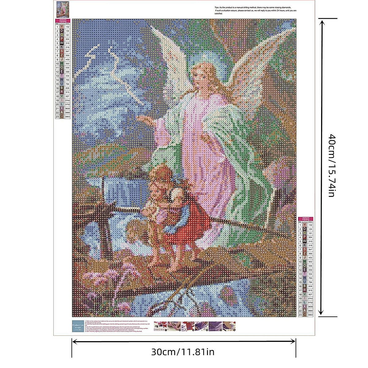 Zimal New 5D DIY Diamond Painting Angel Guardian Crystal Diamond Painting Cross Stitch Needlework Diamond Home Decor 11.8 X 15.8 Inch