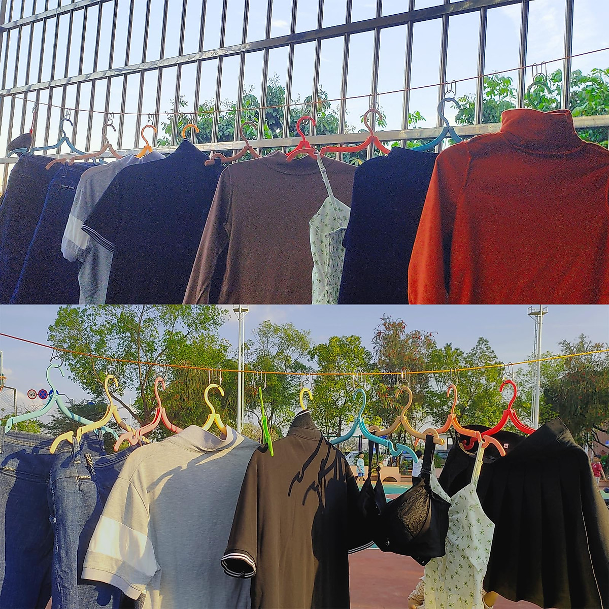 WaWacomp Portable Travel Clothesline is 32 Ft Retractable Clothesline for Indoor Clothes Lines and Outdoor Camping Clothesline with 10 Positioning Snaps, 10 Clothespins (1 Retractable)