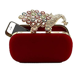 Kingluck Womens Evening Clutch Cocktail Wedding Party Handbag Clutch Purse Decorative Drill, Red, L16*w10*6cm
