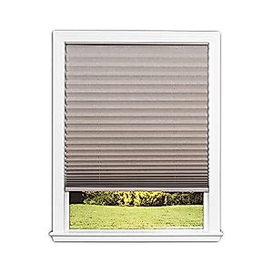 Redi Shade No Tools Easy Lift Trim-at-Home Cordless Pleated Light Blocking Fabric Shade Natural, 36 in x 64 in, (Fits windows 19 in - 36 in)