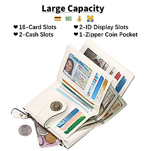 SENDEFN Small Wallets for Woman RFID Blocking Leather Bifold Credit Card Holder Purse with ID Window